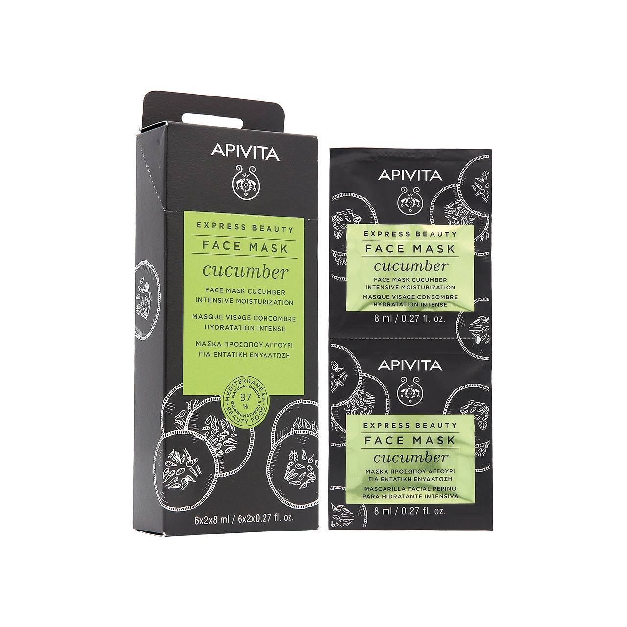 Apivita Cucumber Face Mask For Intensive Moisturization 8ml x 12pcs ...